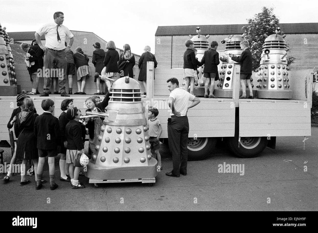 Lorry load of Daleks are prepared to be transported to the Cannes Film ...