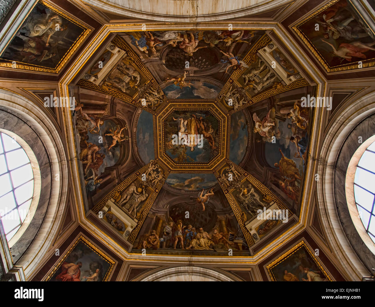 Rome, Italy, Vatican golden beautiful decorative dome ceiling Stock ...