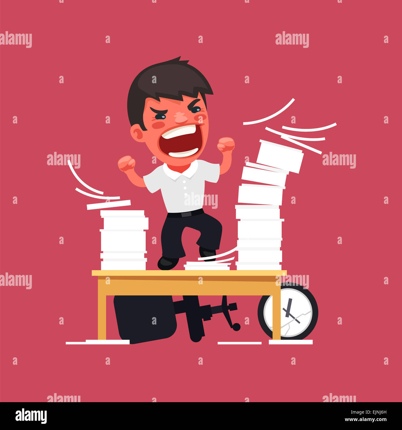 Hysterical Angry Manager Working at the Office Stock Photo - Alamy