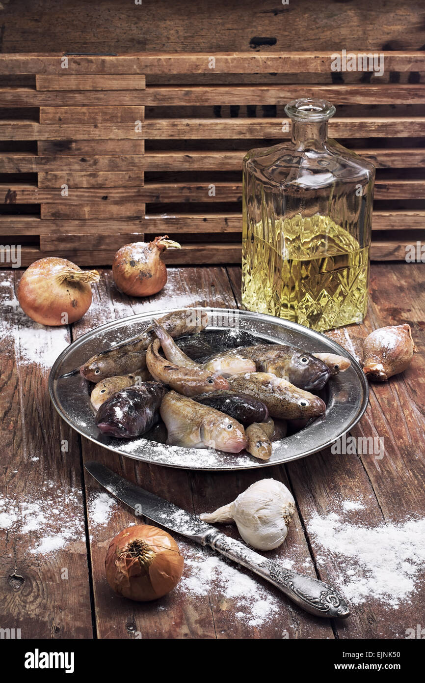 raw fish breed perciformes called bull on background attributes kitchen ...