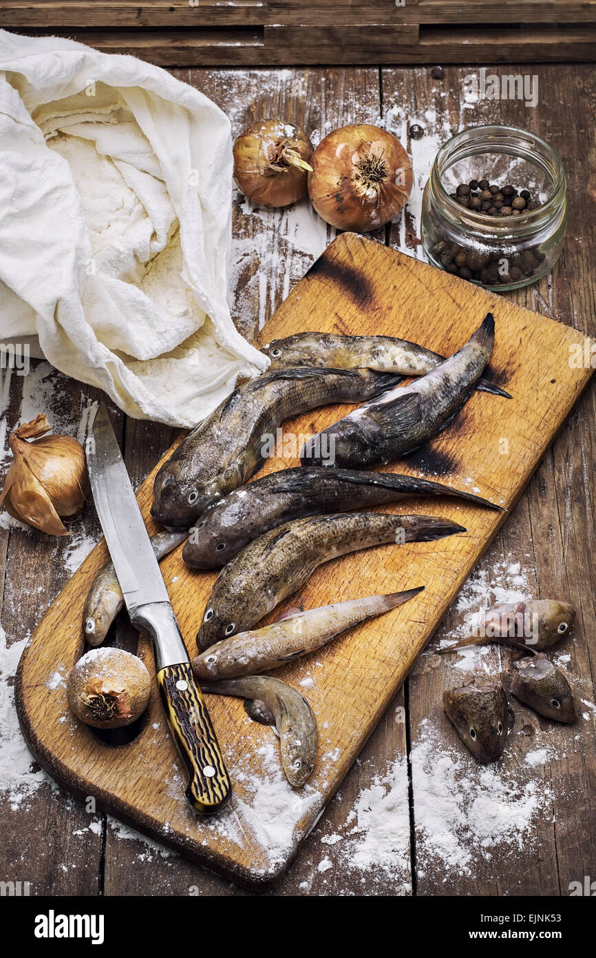 raw fish breed perciformes called bull on background attributes kitchen ...