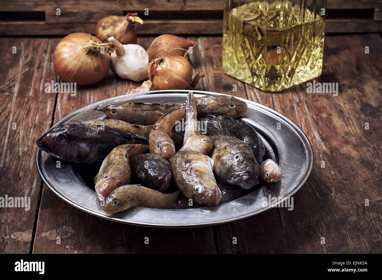 raw fish breed perciformes called bull on background attributes kitchen ...