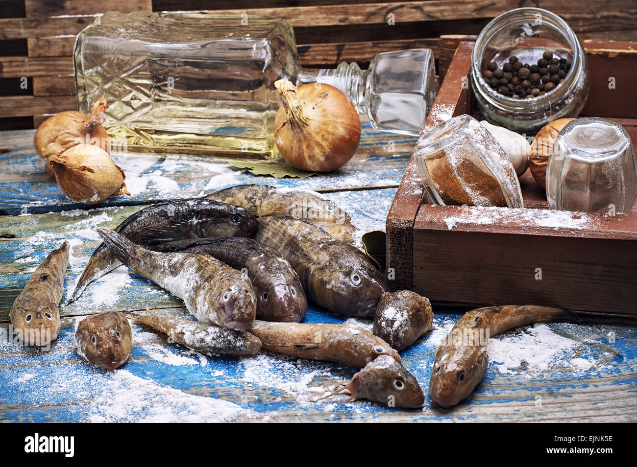 raw fish breed perciformes called bull on background attributes kitchen ...