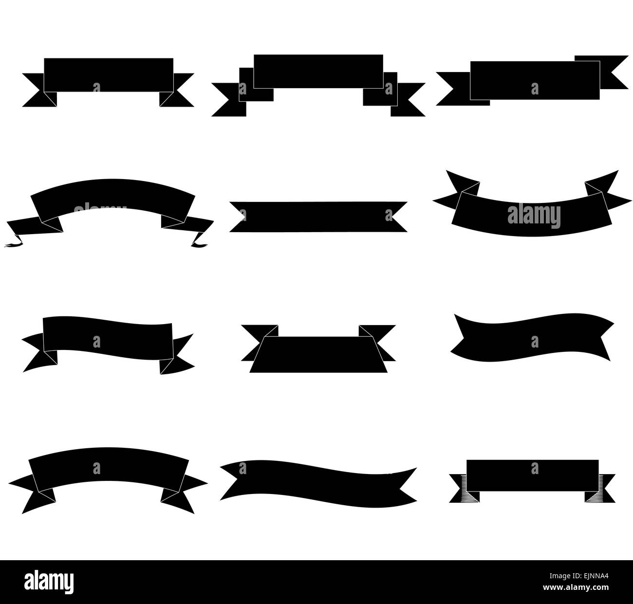 Set of simple Banners - basic non-glossy banners in black isolated on ...