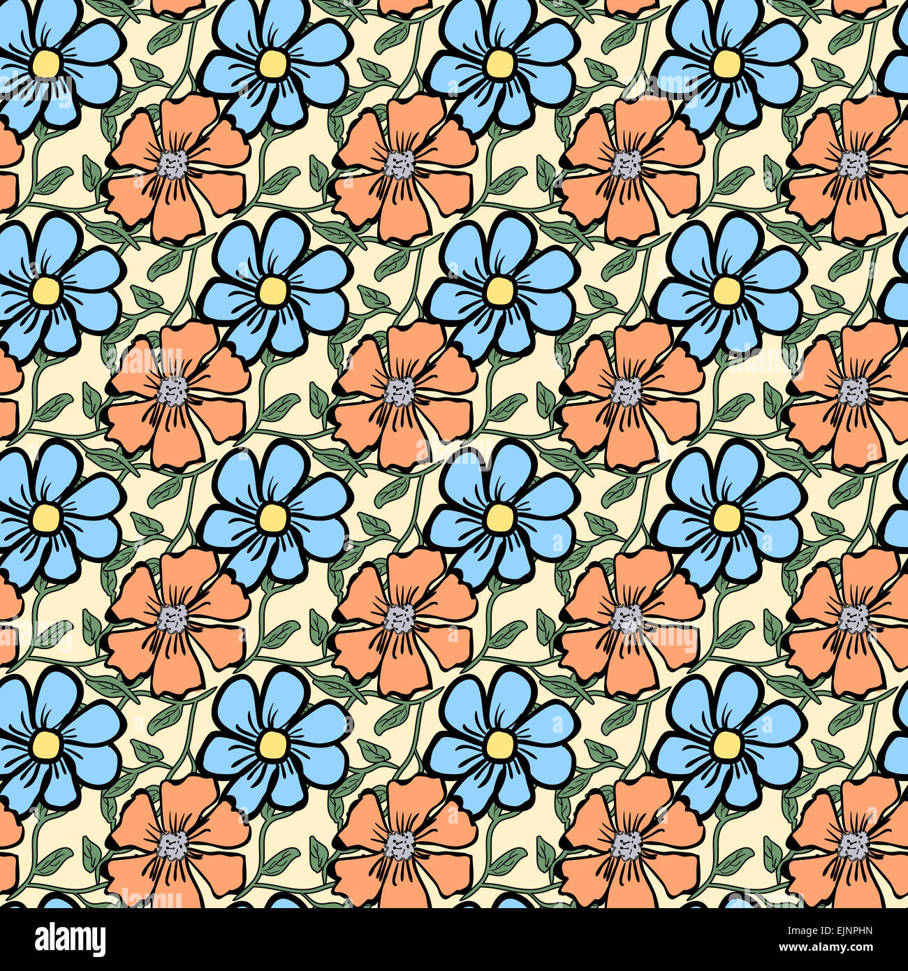 Seamless color pattern with flowers Stock Photo - Alamy