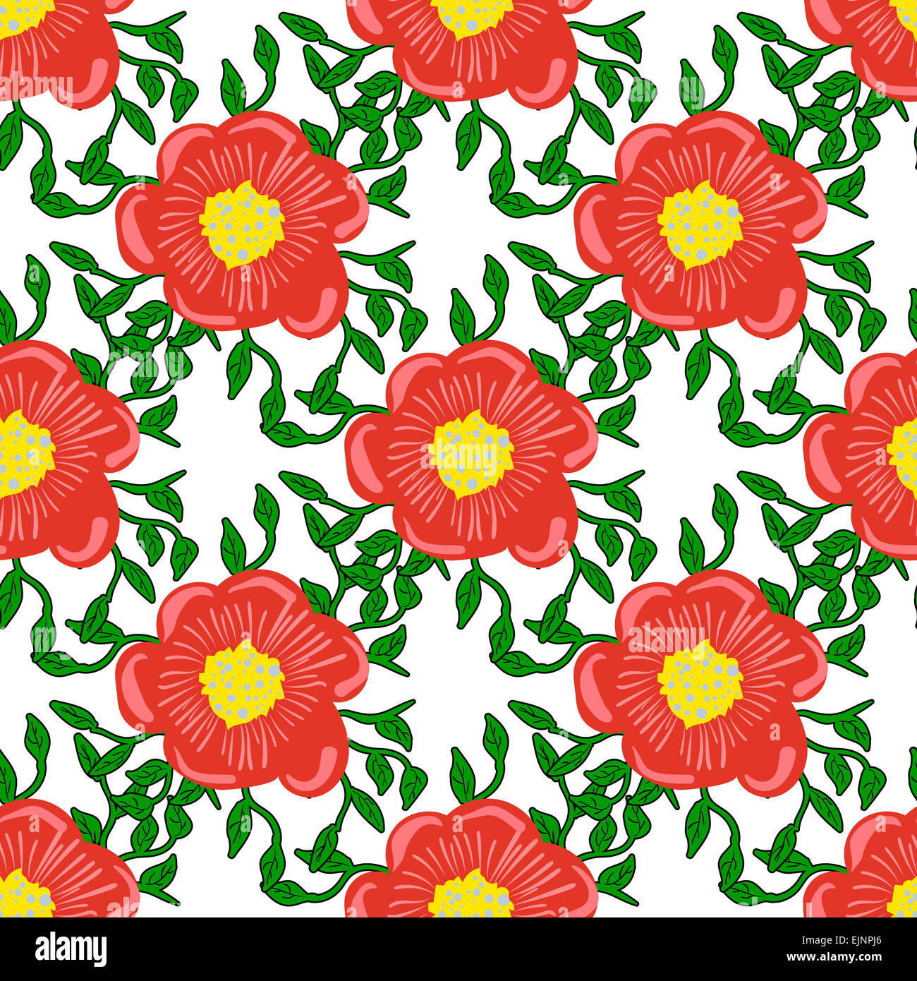 Seamless color pattern with flowers Stock Photo - Alamy