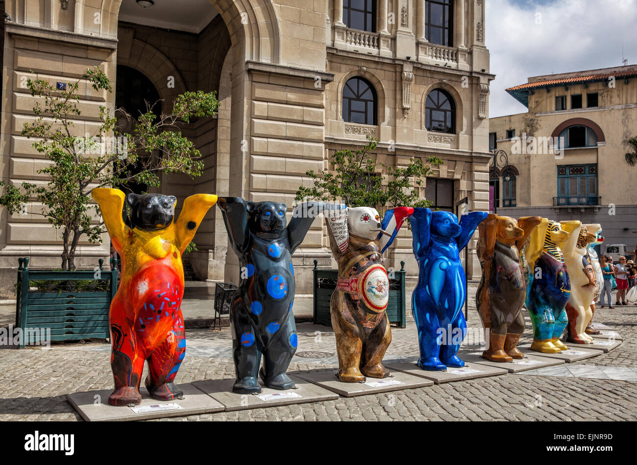 Colourful bears displayed in Central Havana in Cuba Stock Photo - Alamy