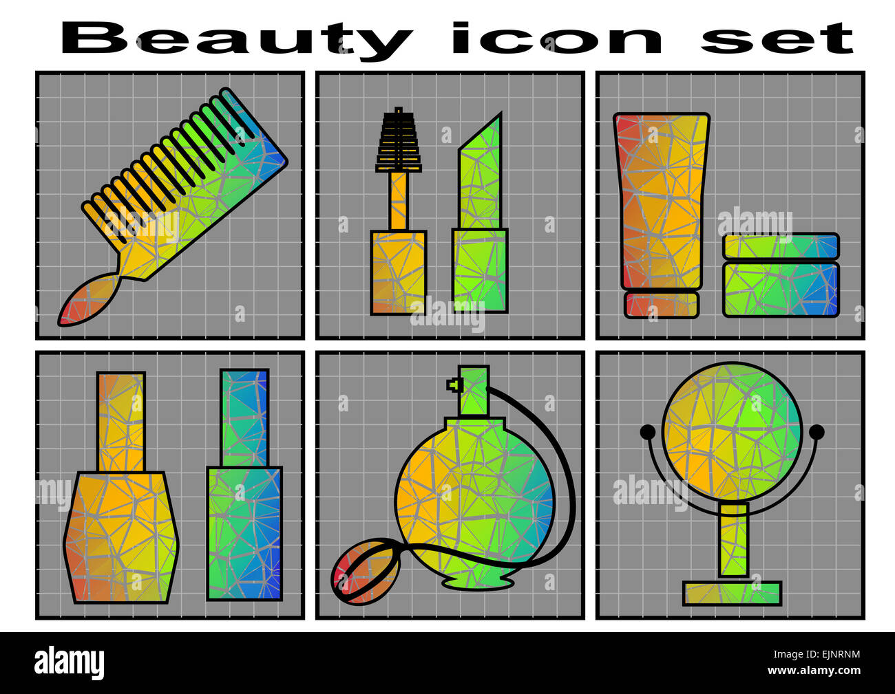Beauty icon set. woman Beauty colorful vector icons Stock Photo - Alamy