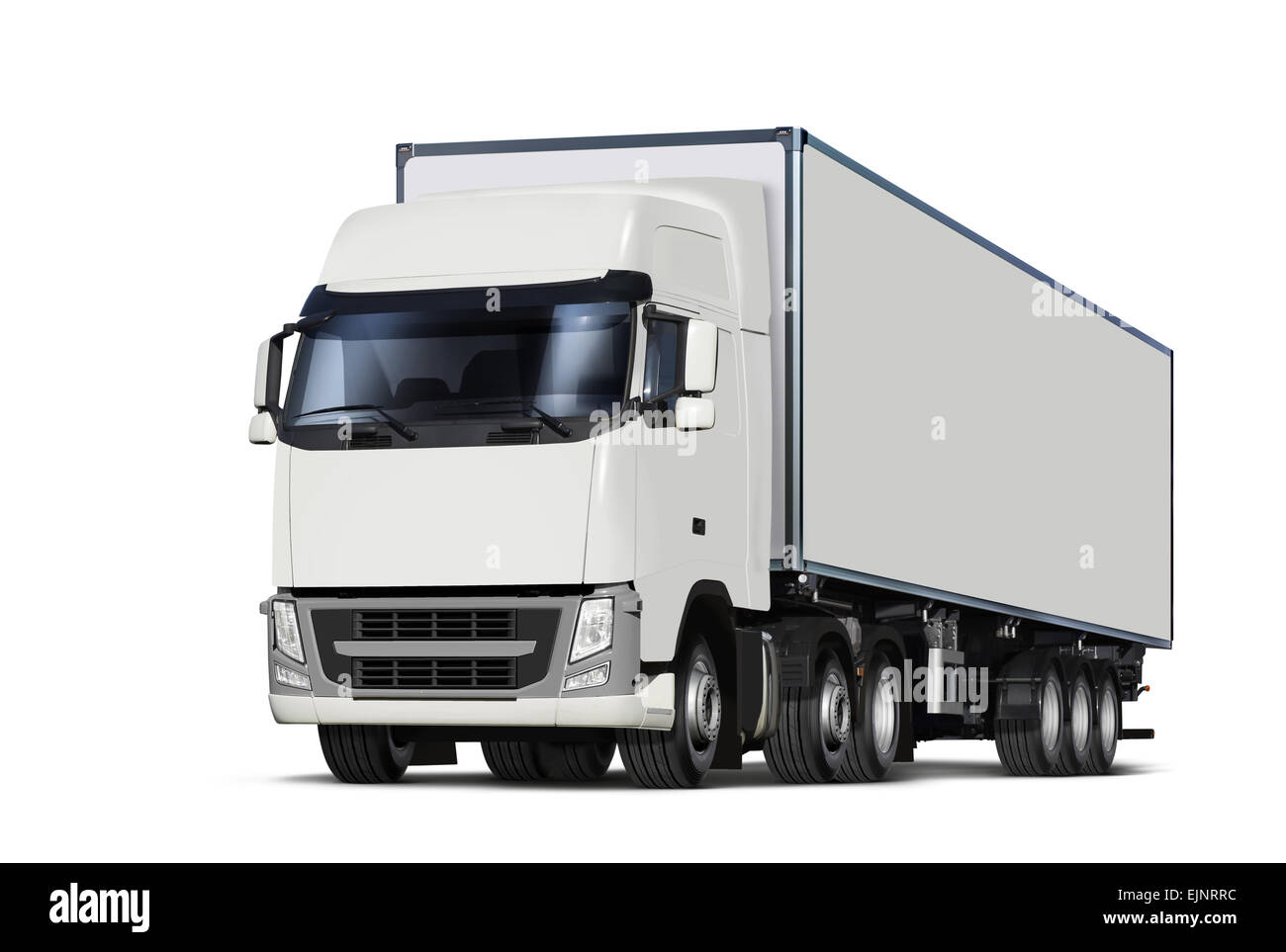 truck delivers freight in the form of container, isolated with path ...