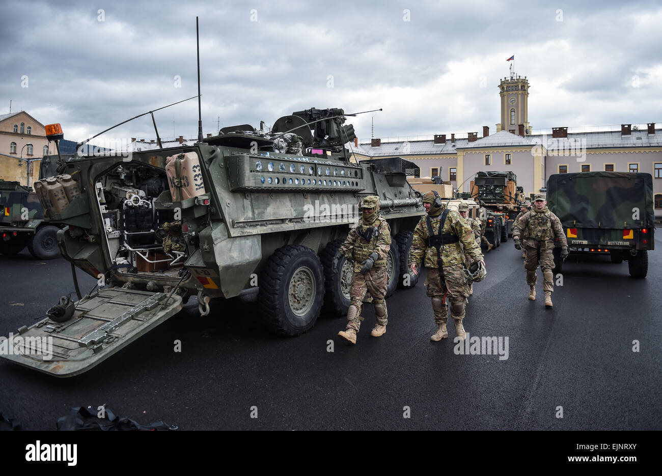Vyskov, Czech Republic. 30th Mar, 2015. US armored fighting vehicles ...