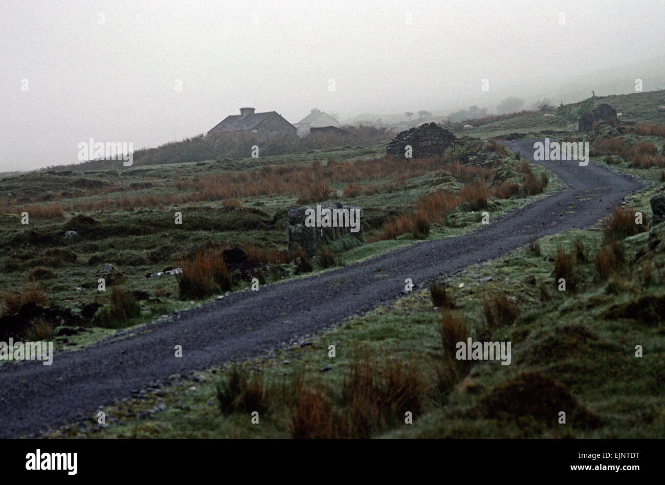 Blue Stack Mountains road in low clouds, Donegal, Ireland Stock Photo ...
