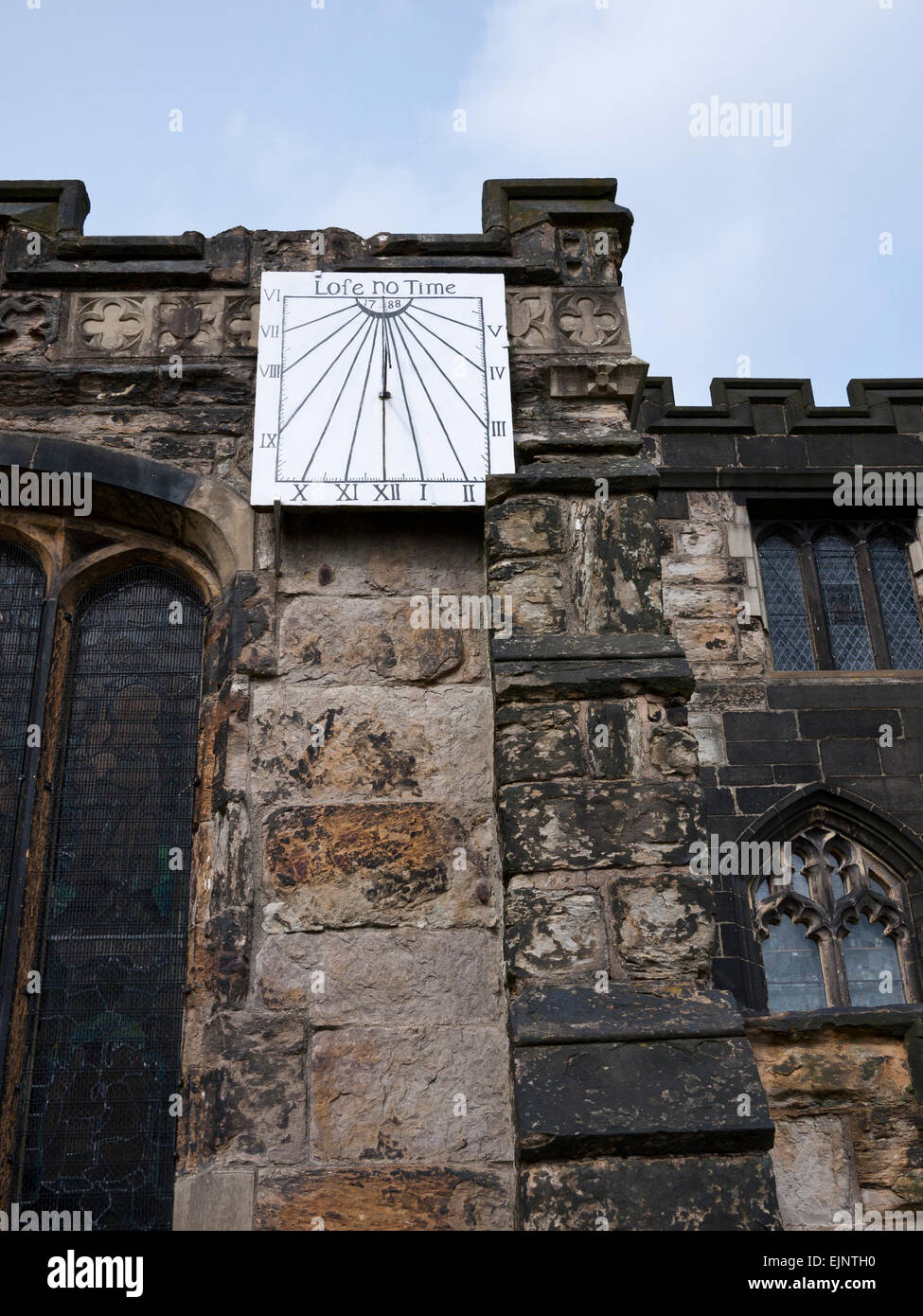 Sun dial on the Church of St Leonard`s Parish Church Middleton,Greater ...