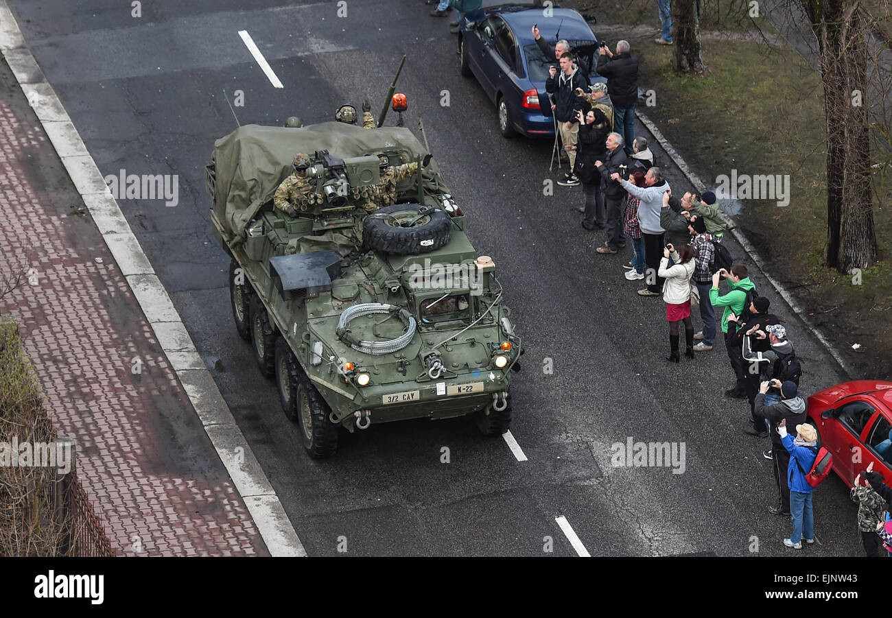Vyskov, Czech Republic. 30th Mar, 2015. US armored fighting vehicles ...