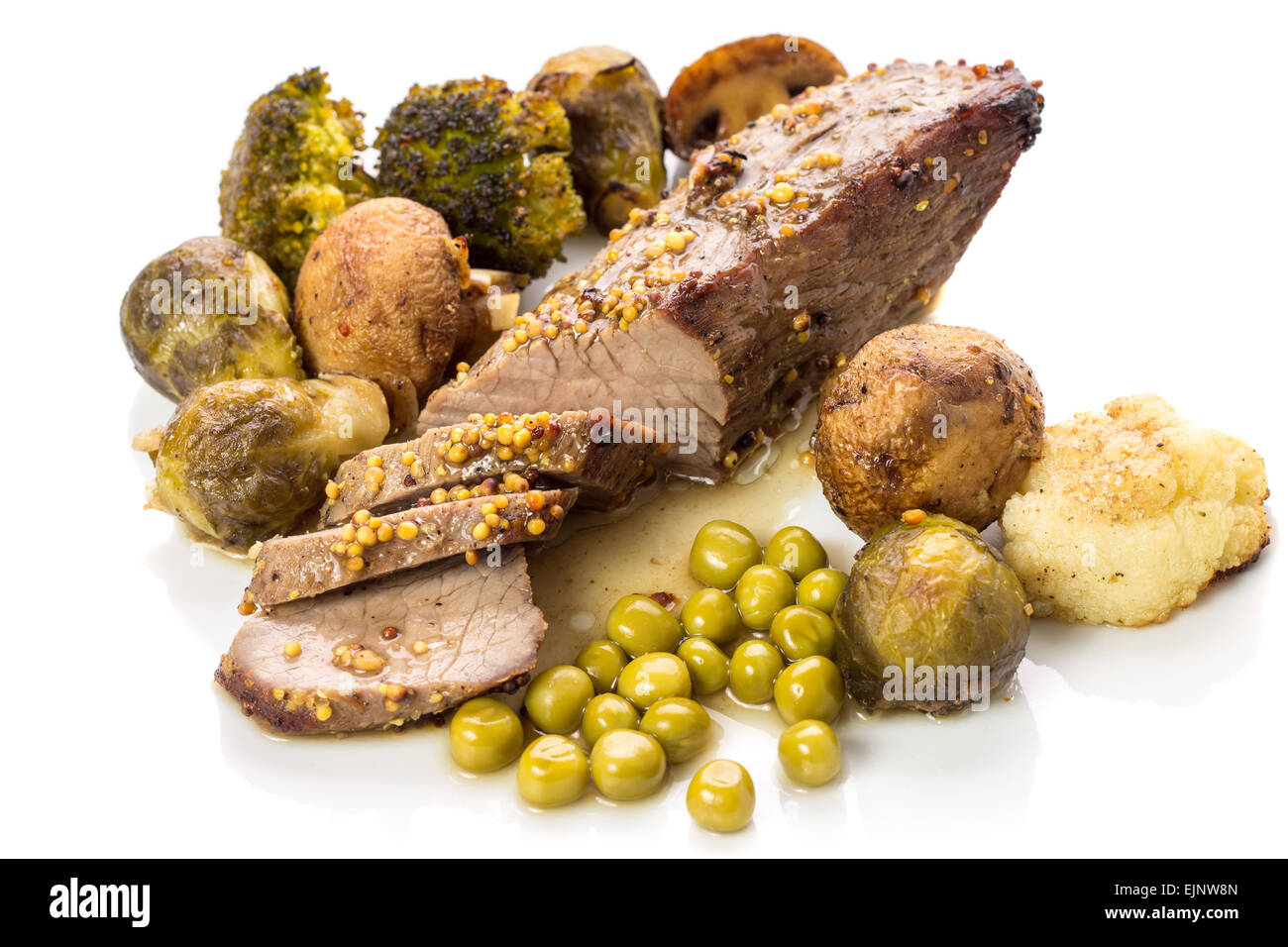 Meat vegetables mushrooms on Cut Out Stock Images & Pictures - Alamy