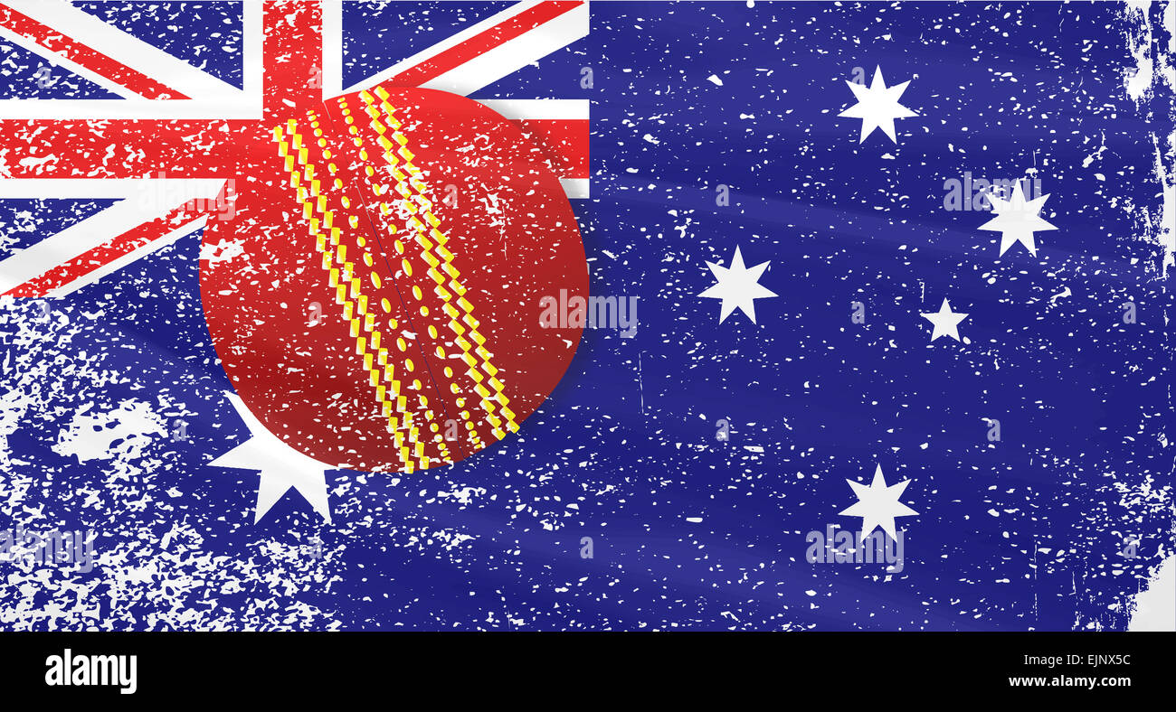 The flag of Australia with grunge effect and cricket ball Stock Photo ...