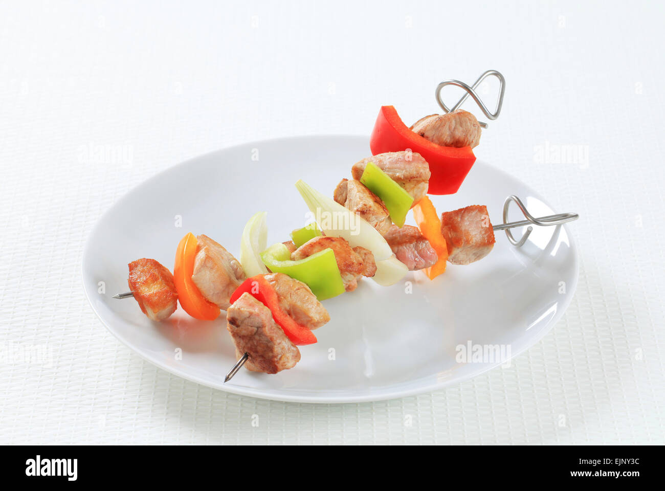 Two Shish kebabs on plate Stock Photo - Alamy