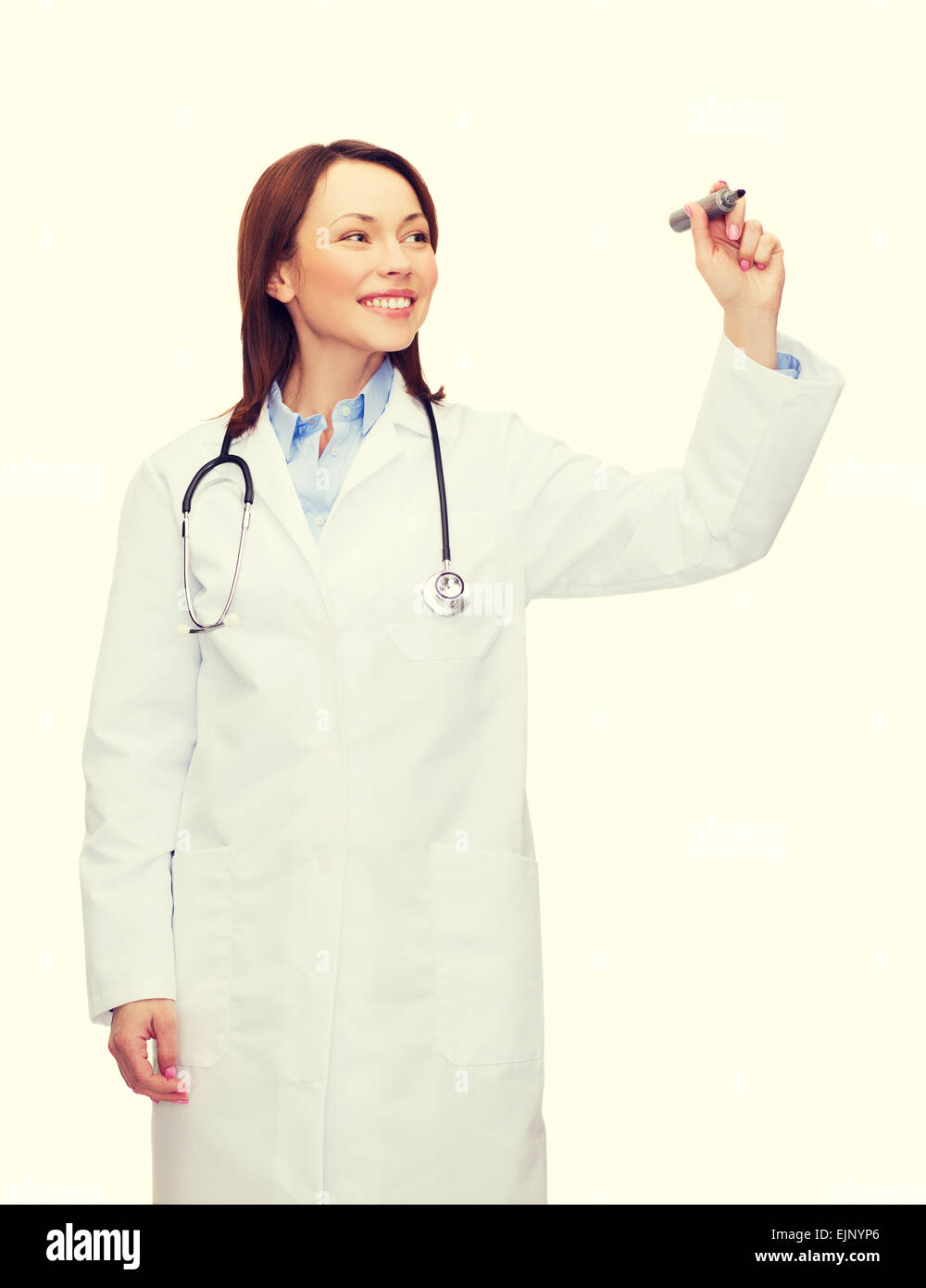 young female doctor writing something in the air Stock Photo - Alamy
