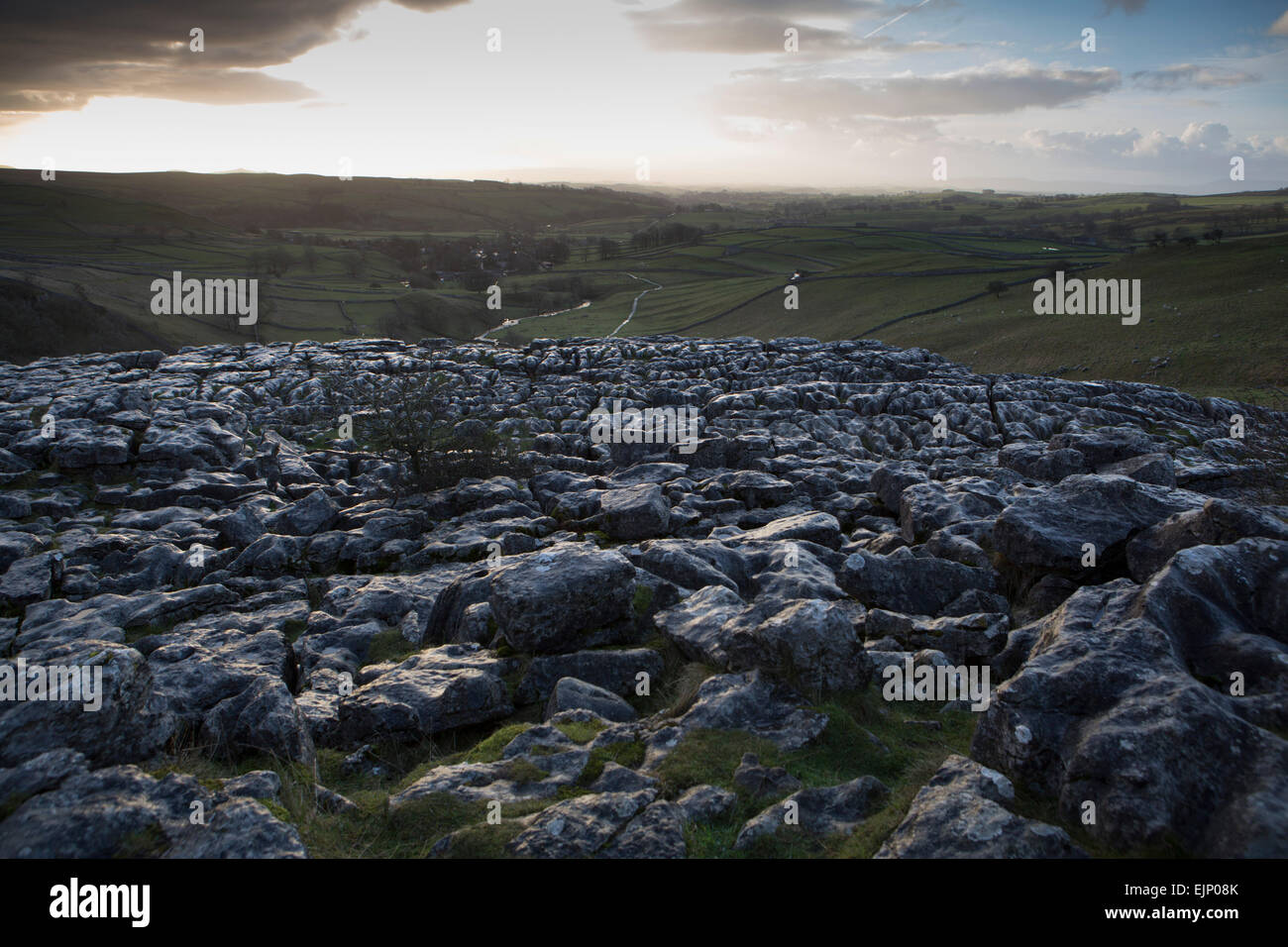 Limestone Pavement above Malham Cove in North Yorkshire Stock Photo - Alamy