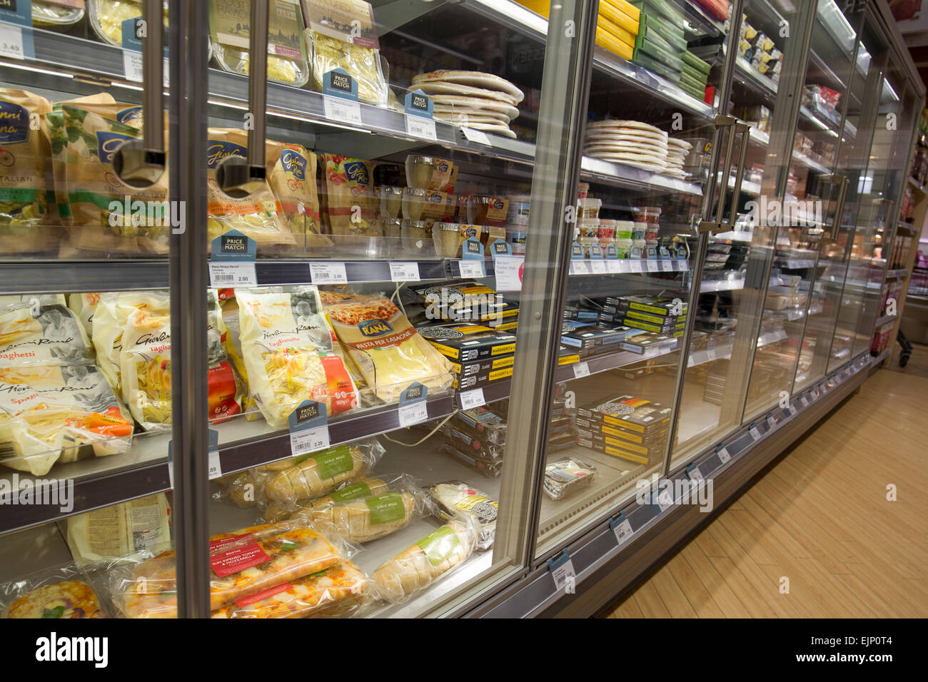 cold refrigerator food storage shelves behind glass Stock Photo - Alamy
