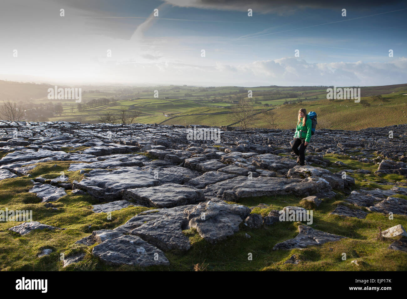 Malham Cove , North Yorkshire UK - Limestone pavement on top of Malham ...