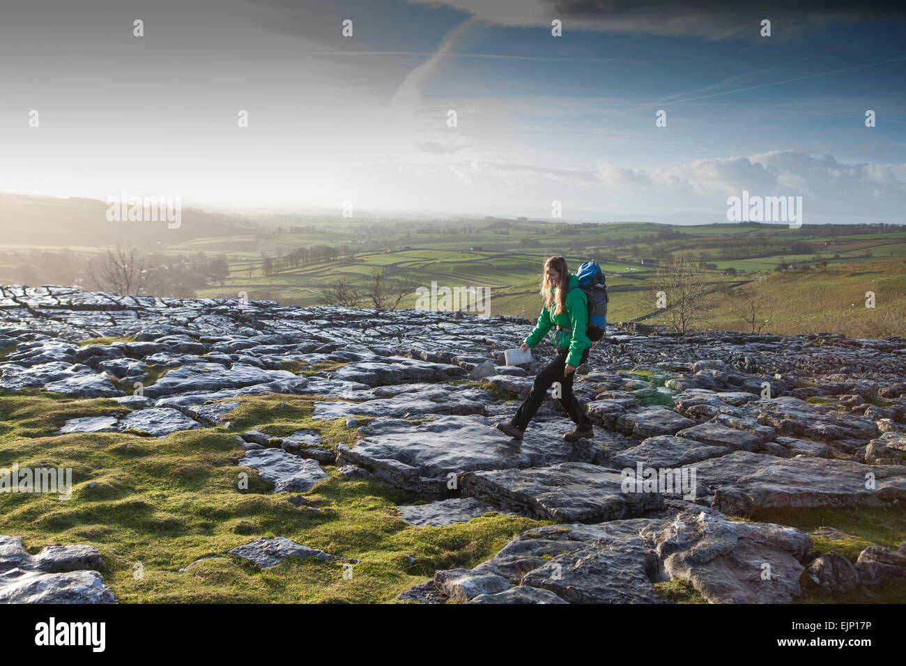 Malham Cove , North Yorkshire UK - Limestone pavement on top of Malham ...