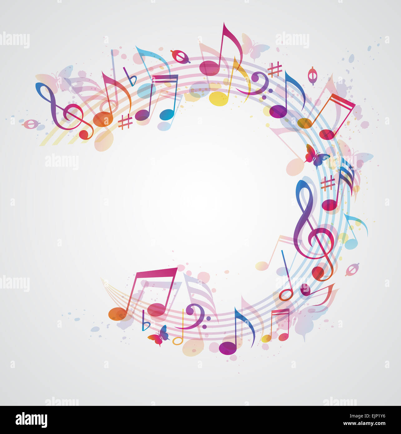 Abstract music background with notes Stock Photo - Alamy