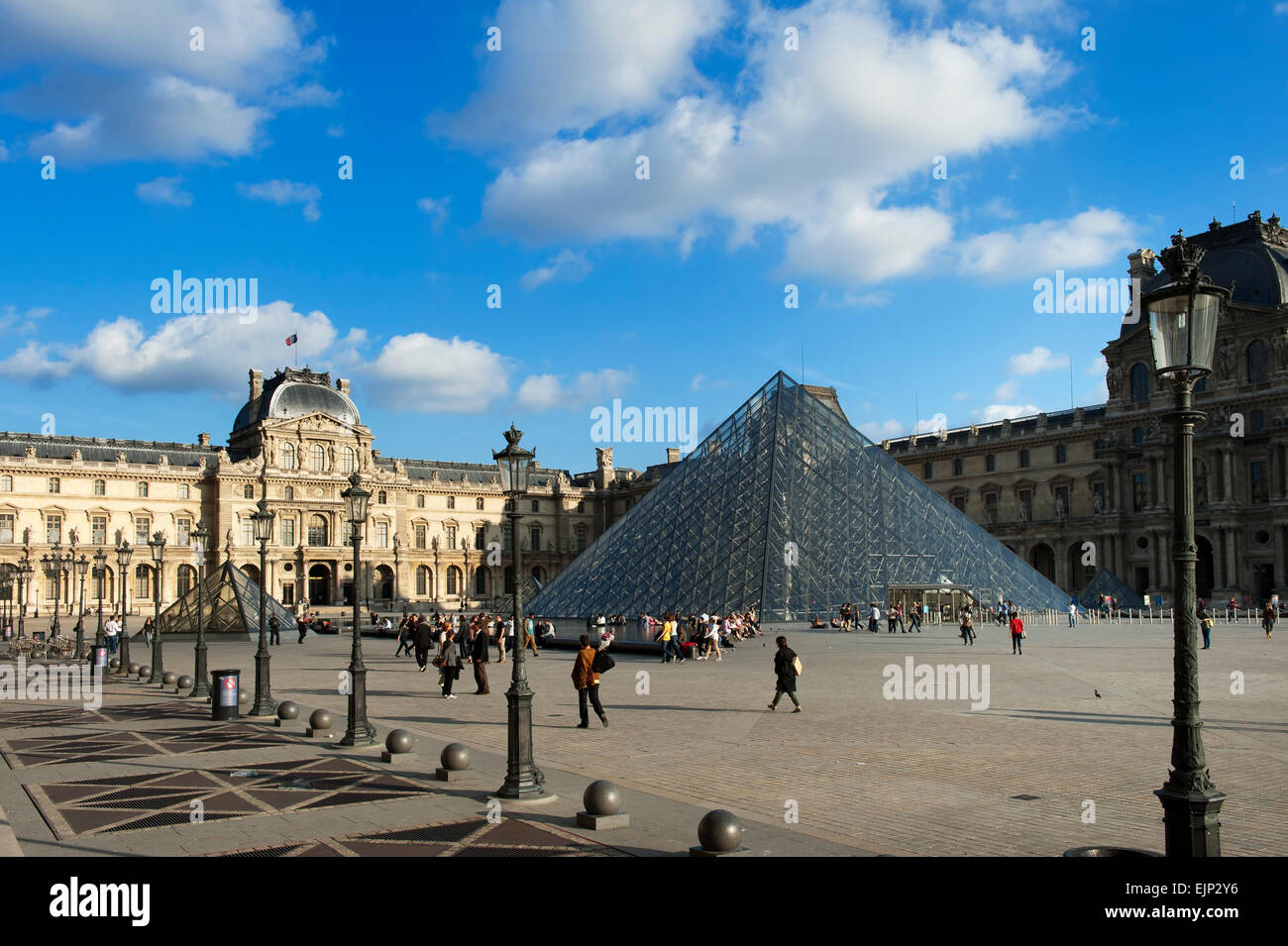 Pyramid at the Museum Louvre Paris Il de Paris France Europe Stock ...