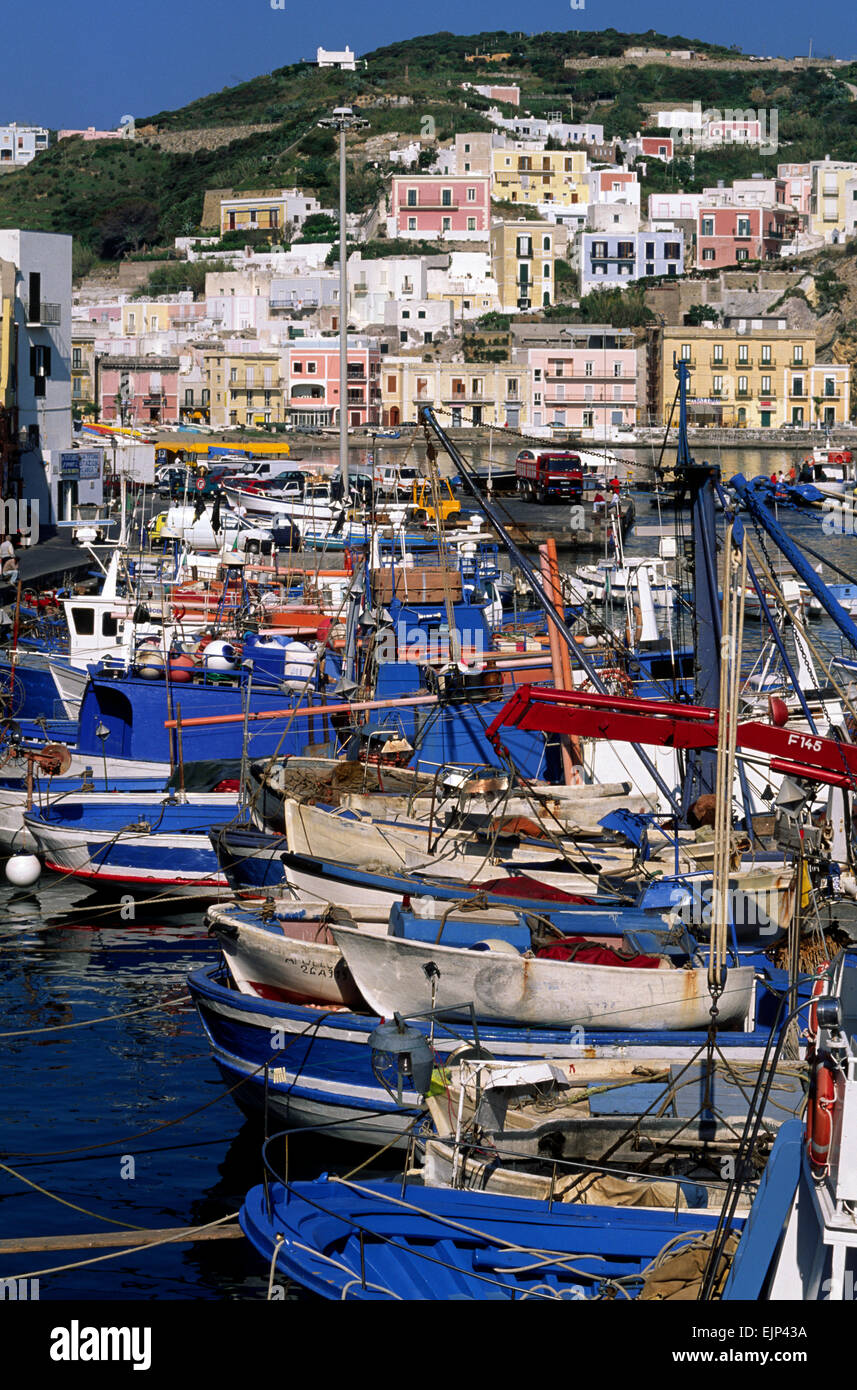 Italy, Lazio, Pontine Islands, Ponza island, village port Stock Photo ...