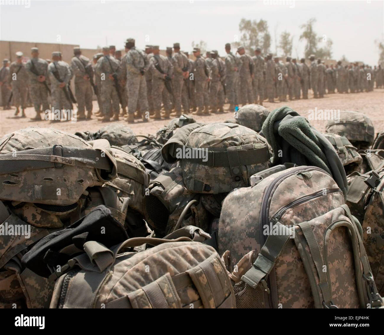 Soldiers of 154th Transportation Company from Fort Hood, Texas, stand ...