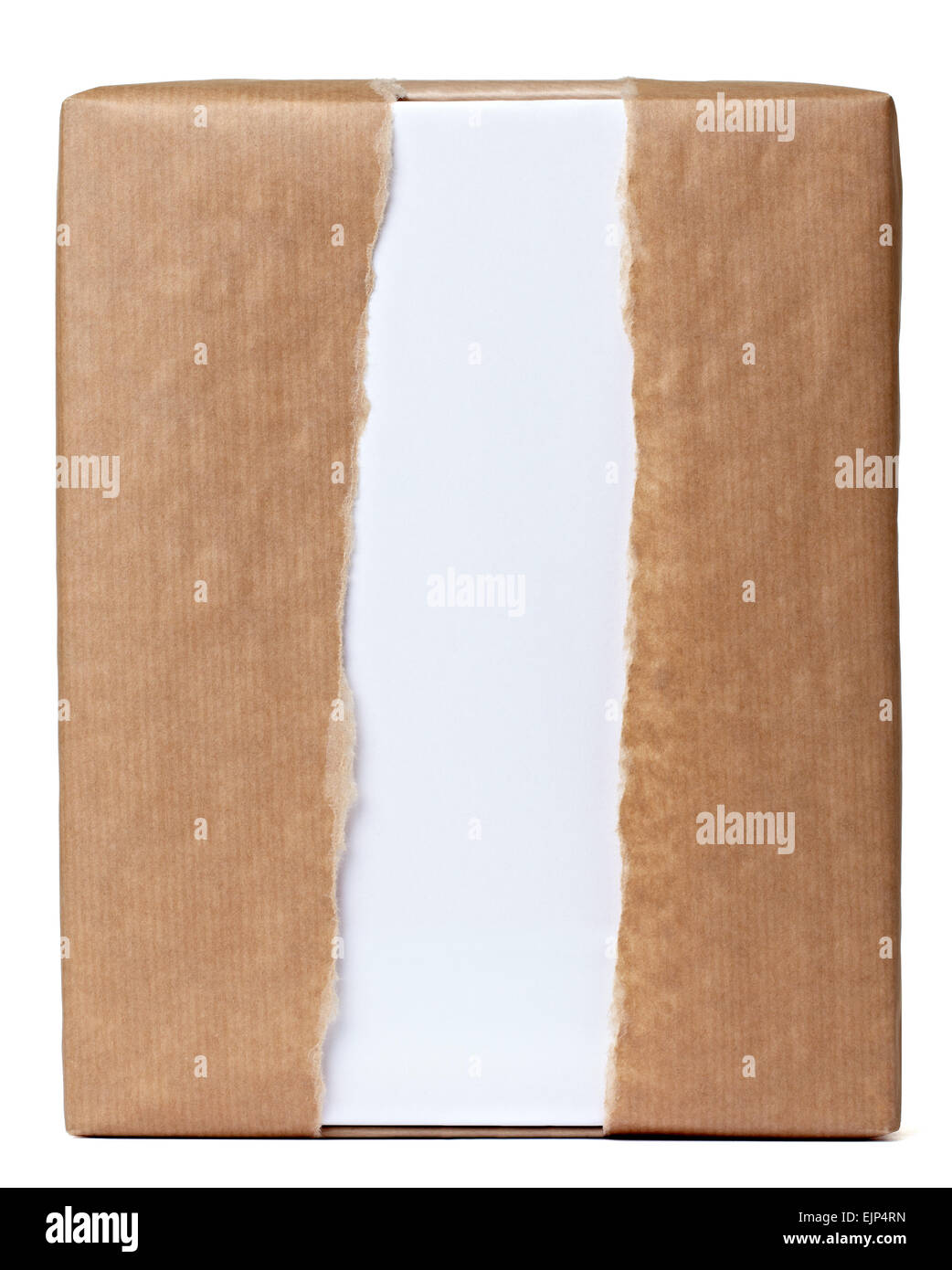 close up of a ripped wrapped box on white background Stock Photo - Alamy