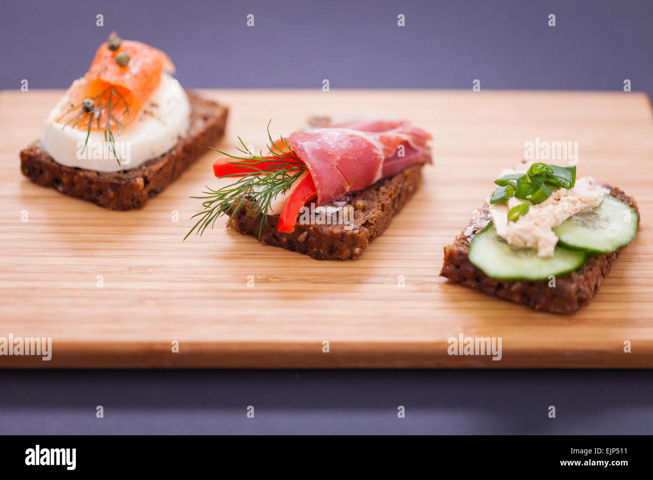 Delicious little sandwiches with tuna, cheese, prosciutto and ...