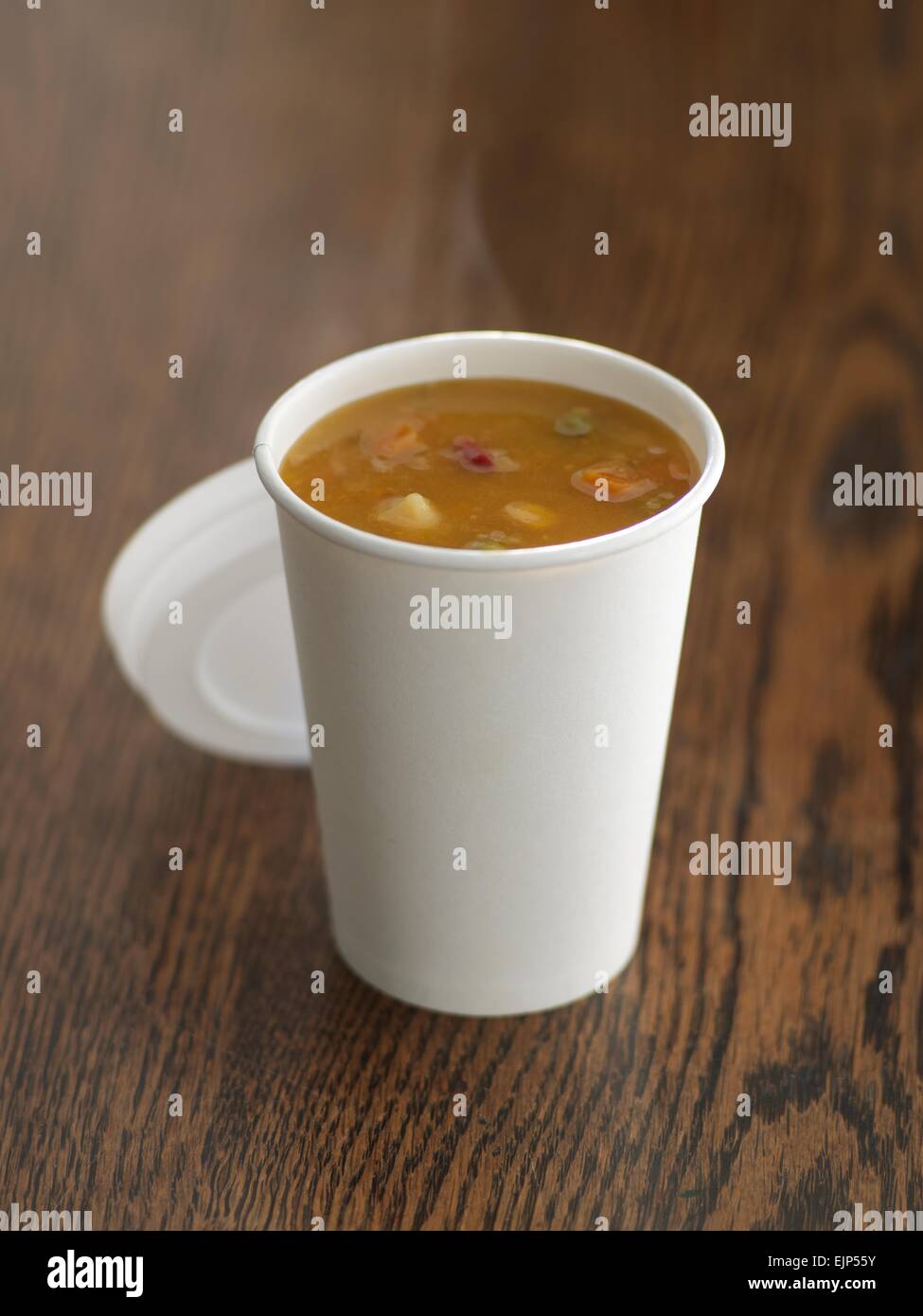 take away beef and vegetable soup cup Stock Photo - Alamy