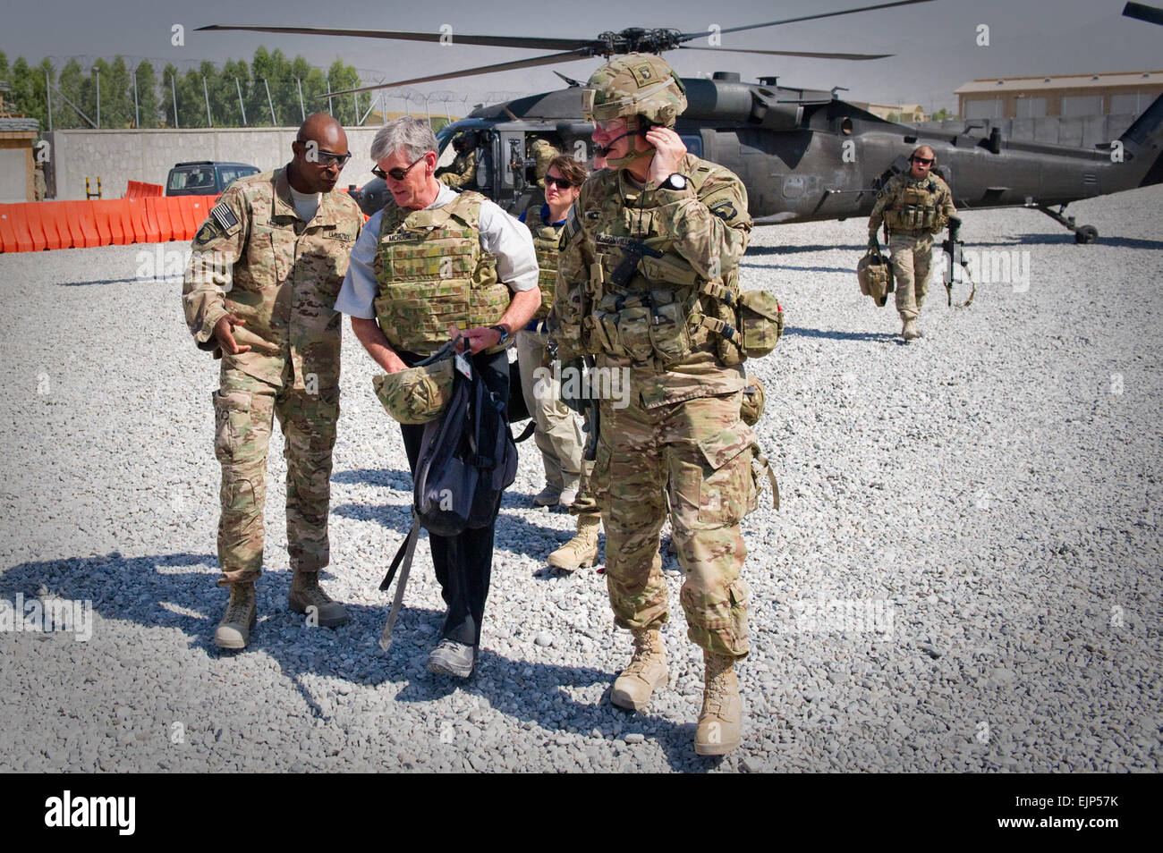 Right to left, U.S. Army Maj. Gen. James C. McConville, the commanding ...