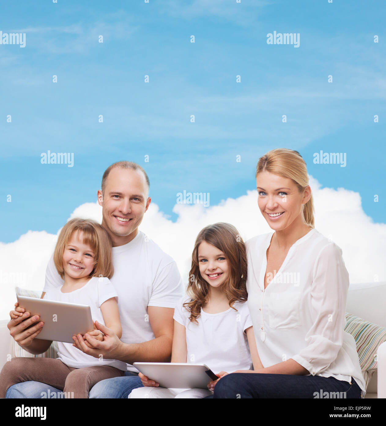 happy family with tablet pc computers Stock Photo - Alamy