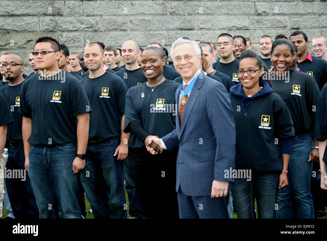 Medal of Honor recipient Col. Jack Jacobs congratulates some of the ...
