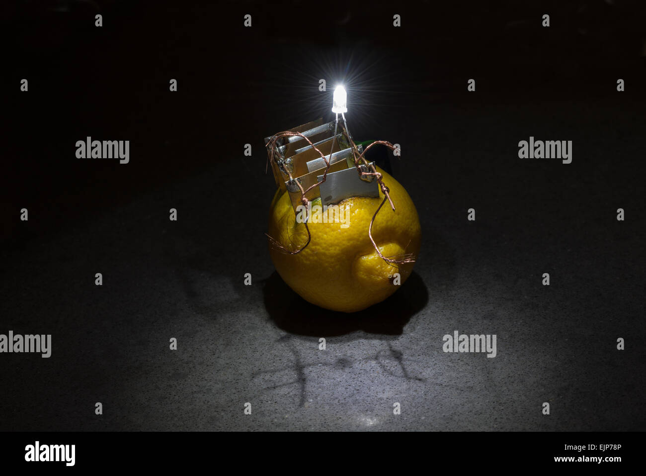 alternative energy source electrical current of lemon provides voltage ...