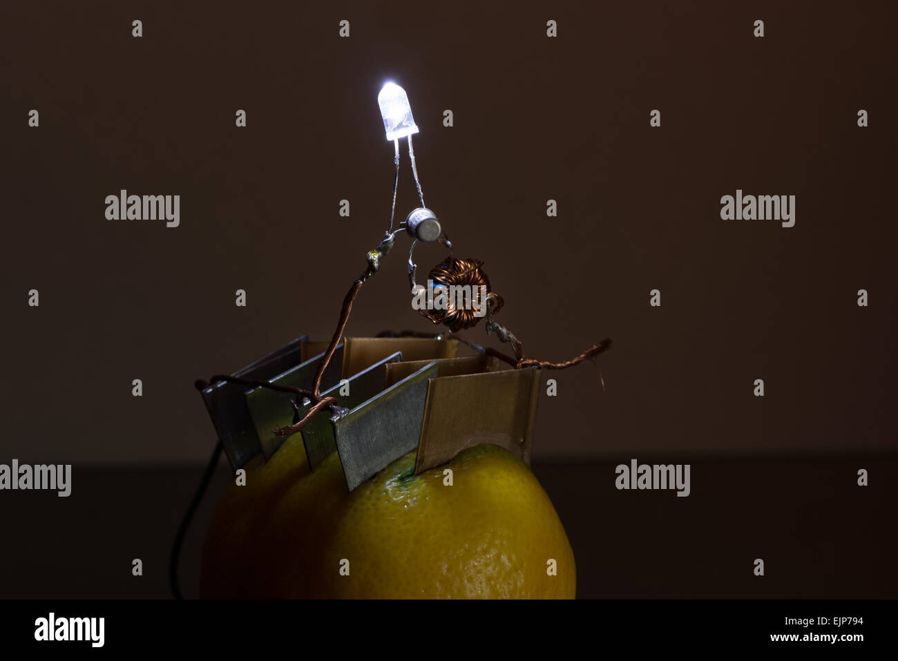 alternative energy source electrical current of lemon provides voltage ...