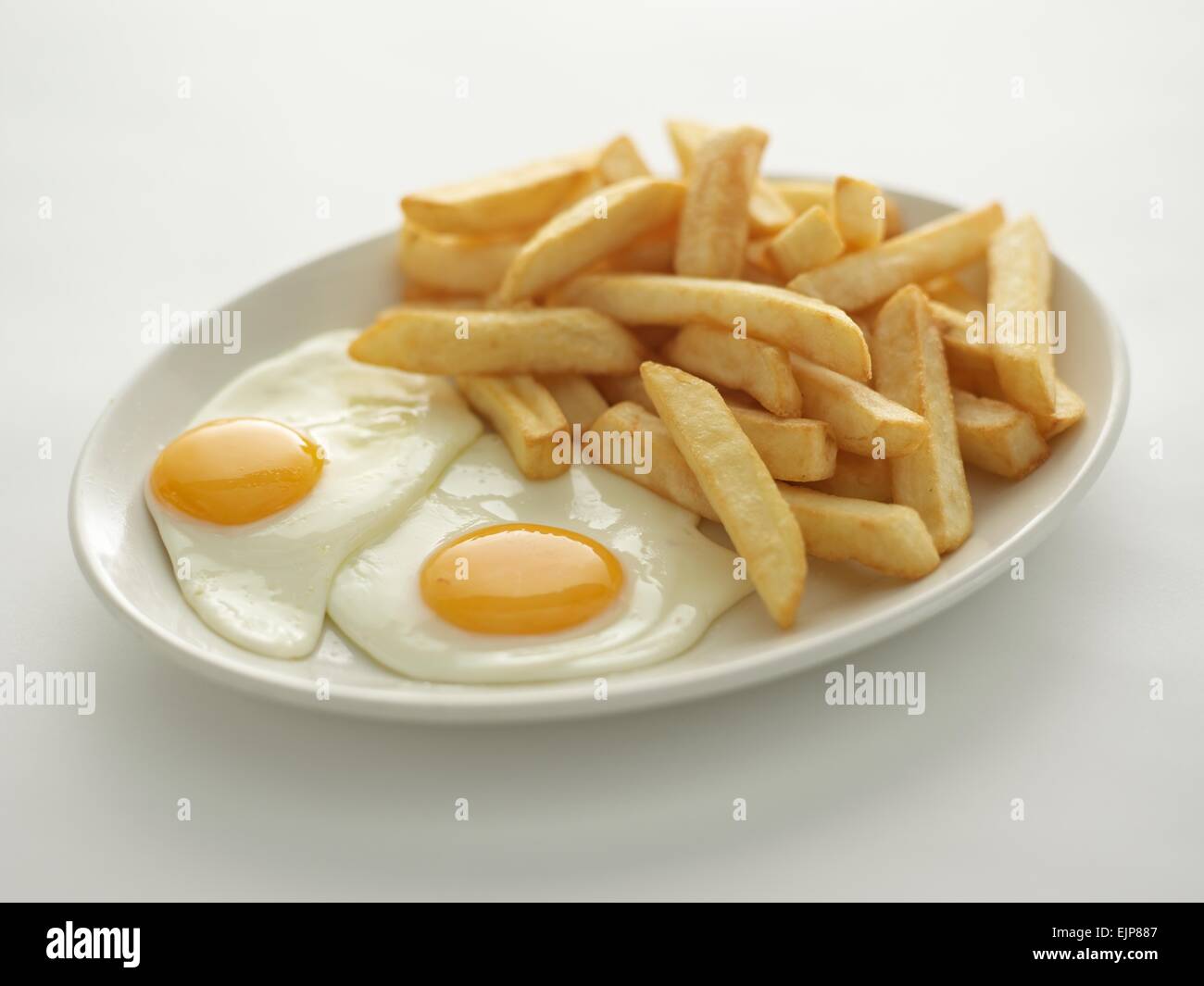 two fried eggs and chips Stock Photo - Alamy