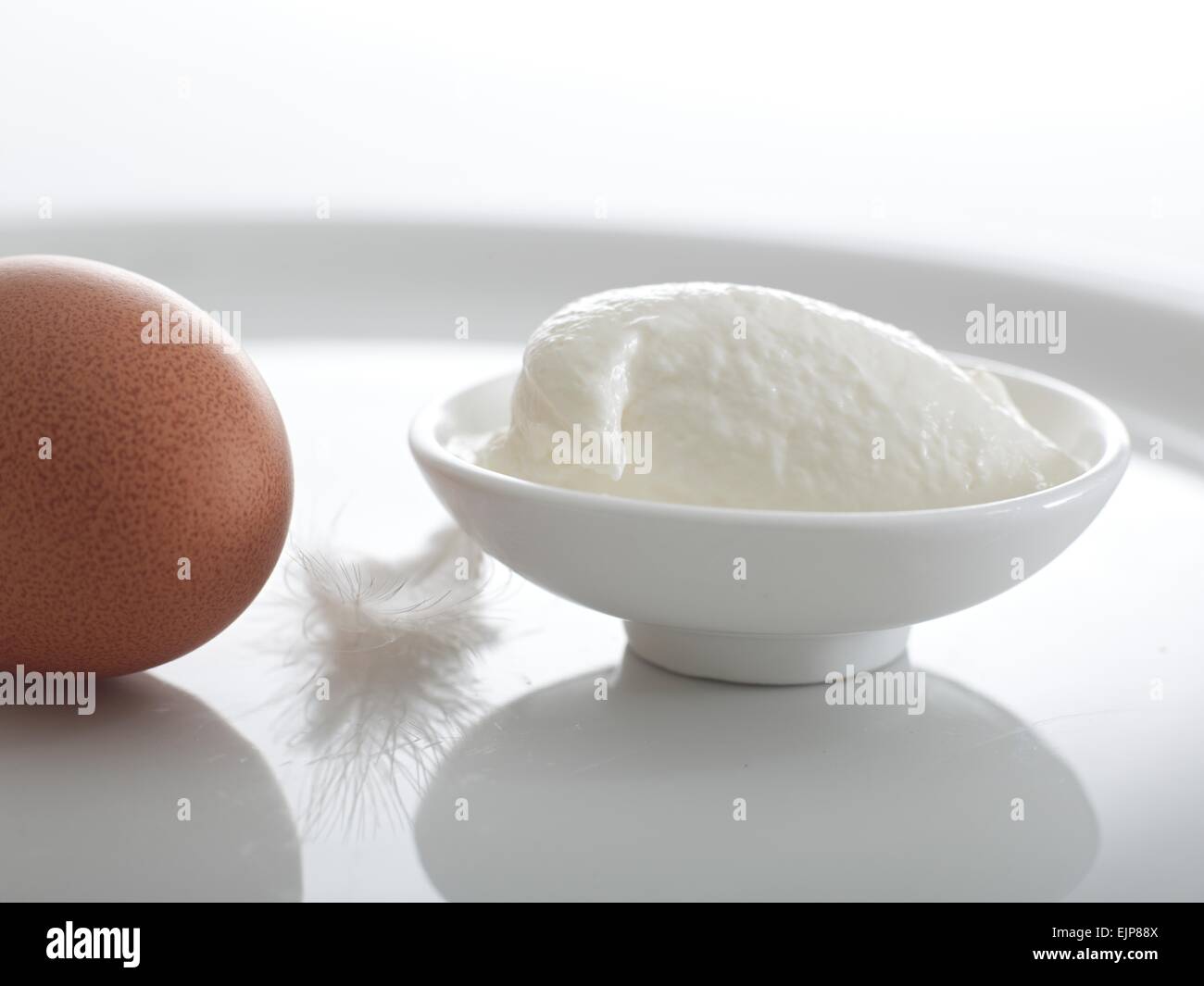 mayonnaise feather and egg Stock Photo - Alamy