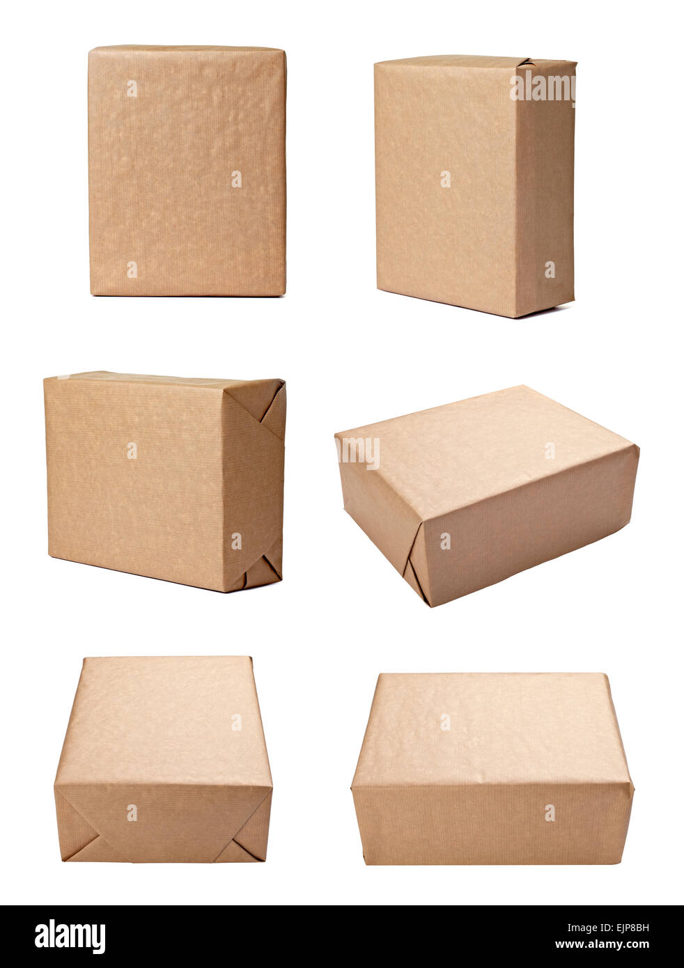 collection of various views of a wrapped box on white background. each ...