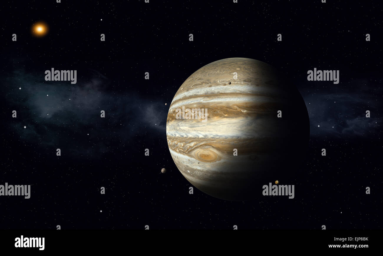solar system gas giant jupiter with moons Stock Photo - Alamy