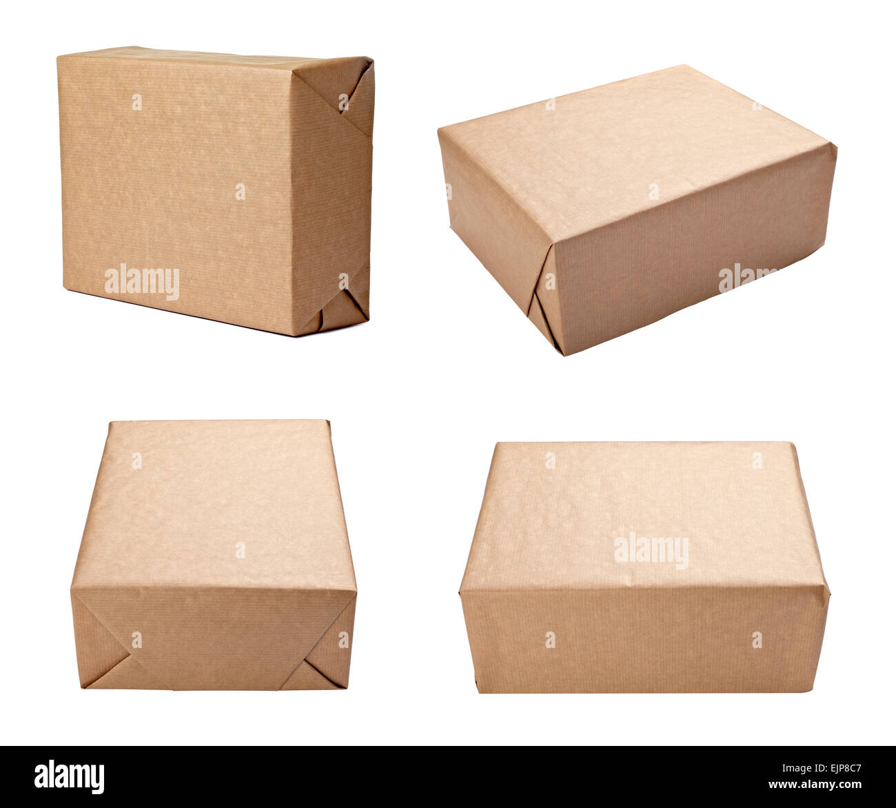 collection of various views of a wrapped box on white background. each ...