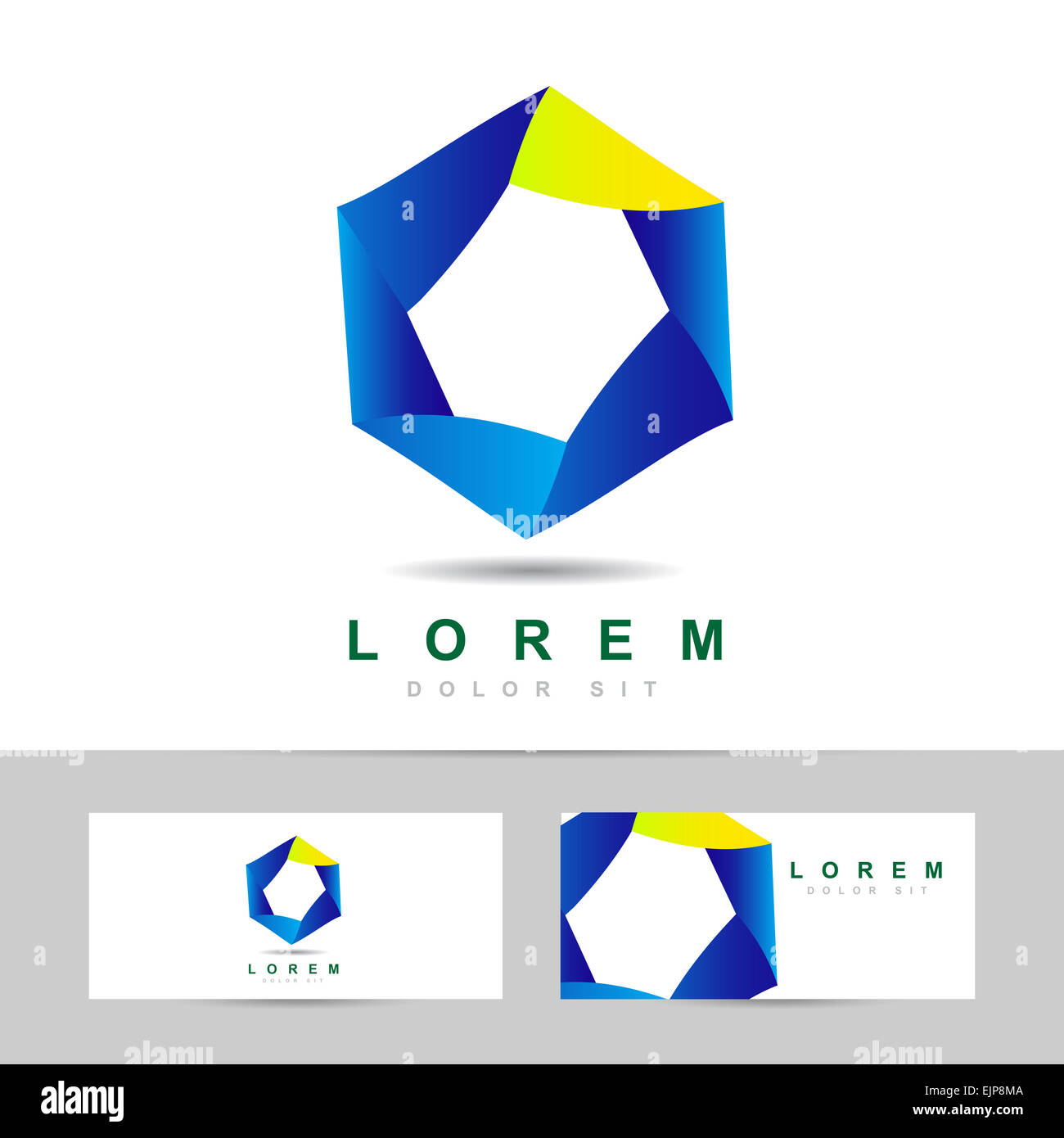 Logo design of an abstract blue green hexagon icon Stock Photo - Alamy