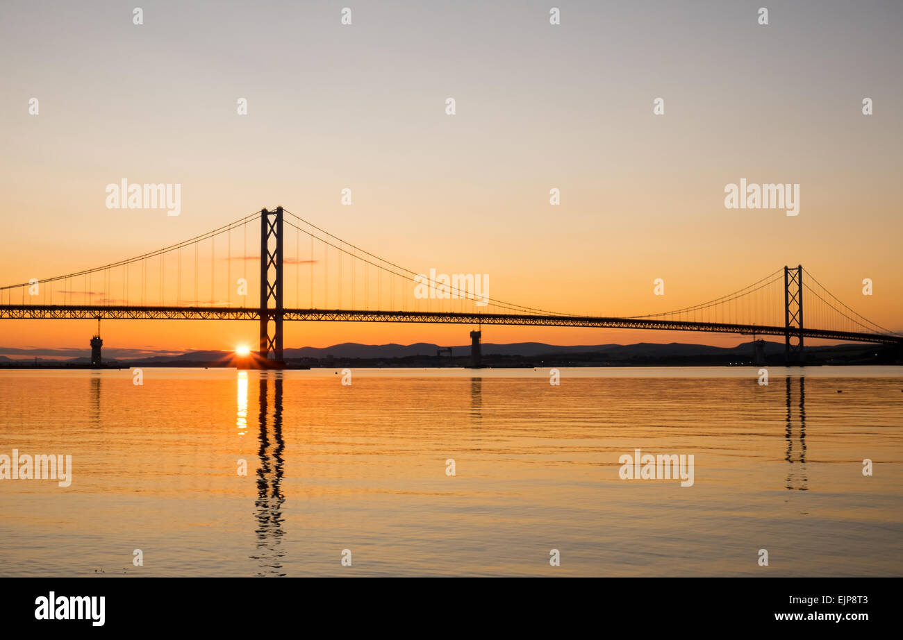 Sunset at the Forth Road Bridge in Scotland Stock Photo - Alamy