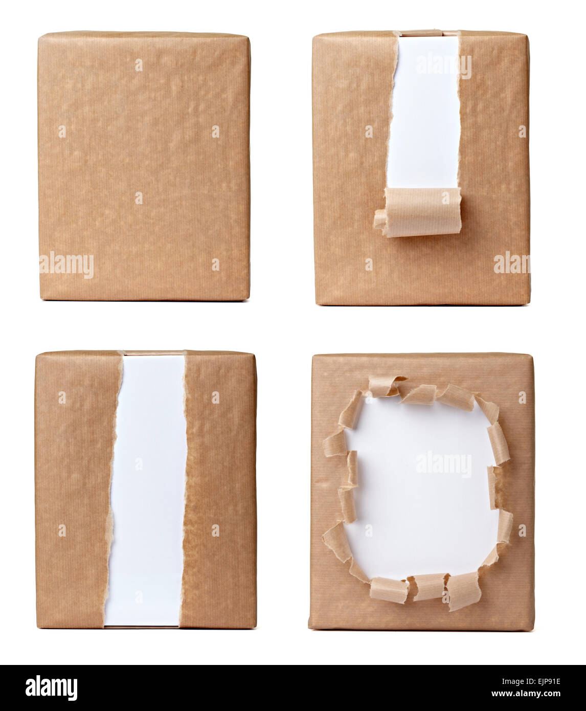 collection of various views of a wrapped box on white background. each ...