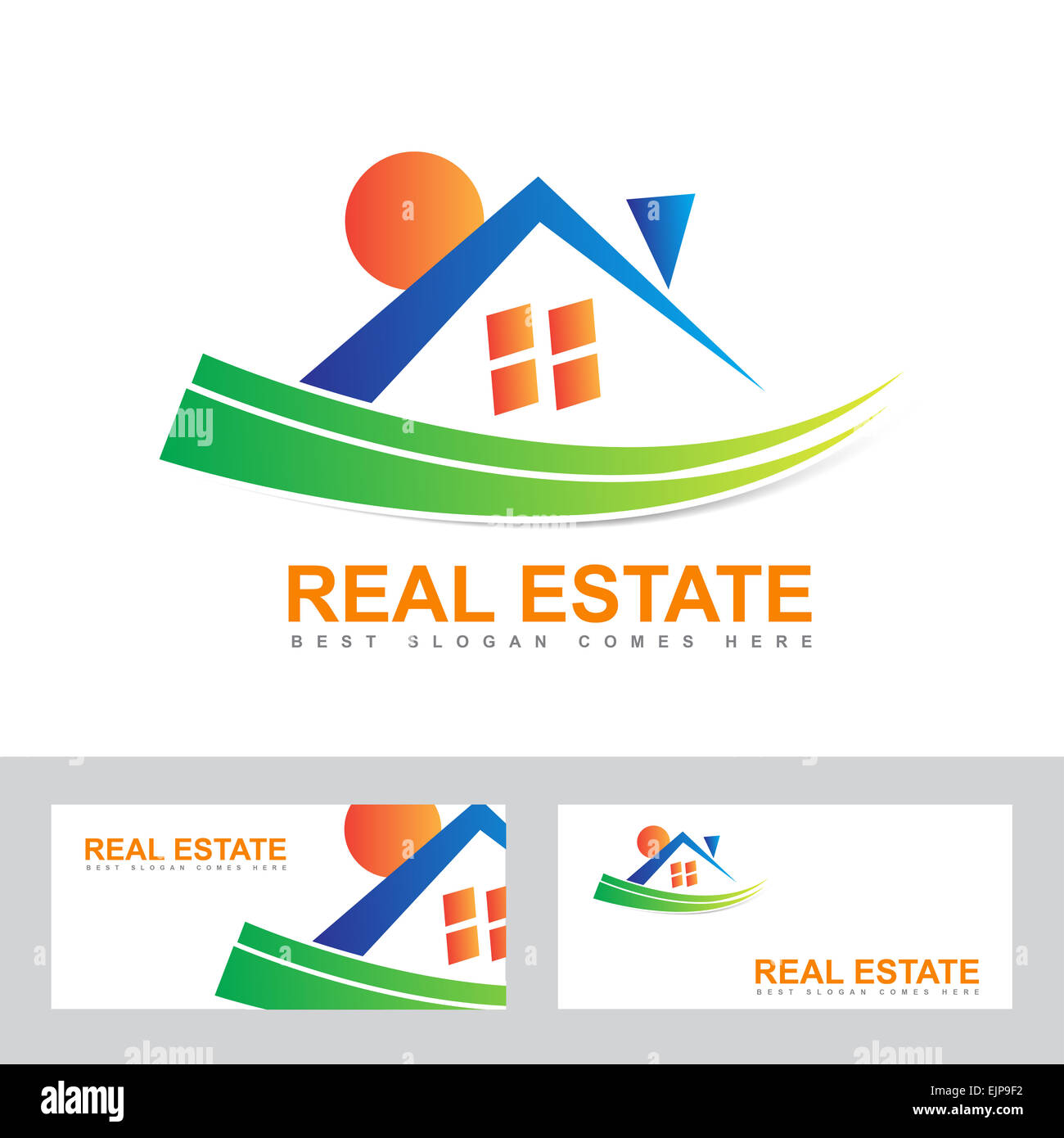 Colored vector template of a real estate abstract logo icon Stock Photo ...