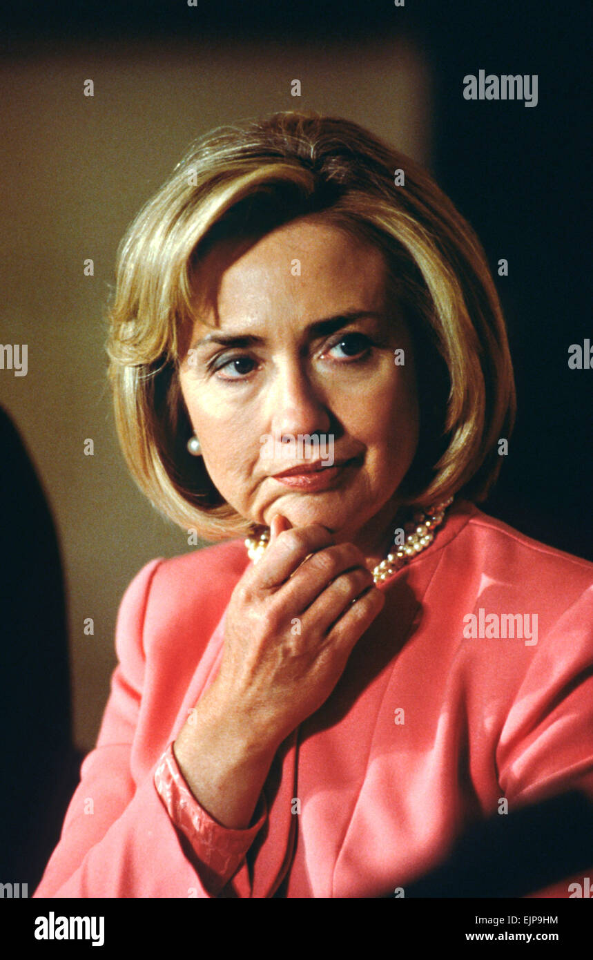 US first lady Hillary Clinton during a childcare event at the White ...