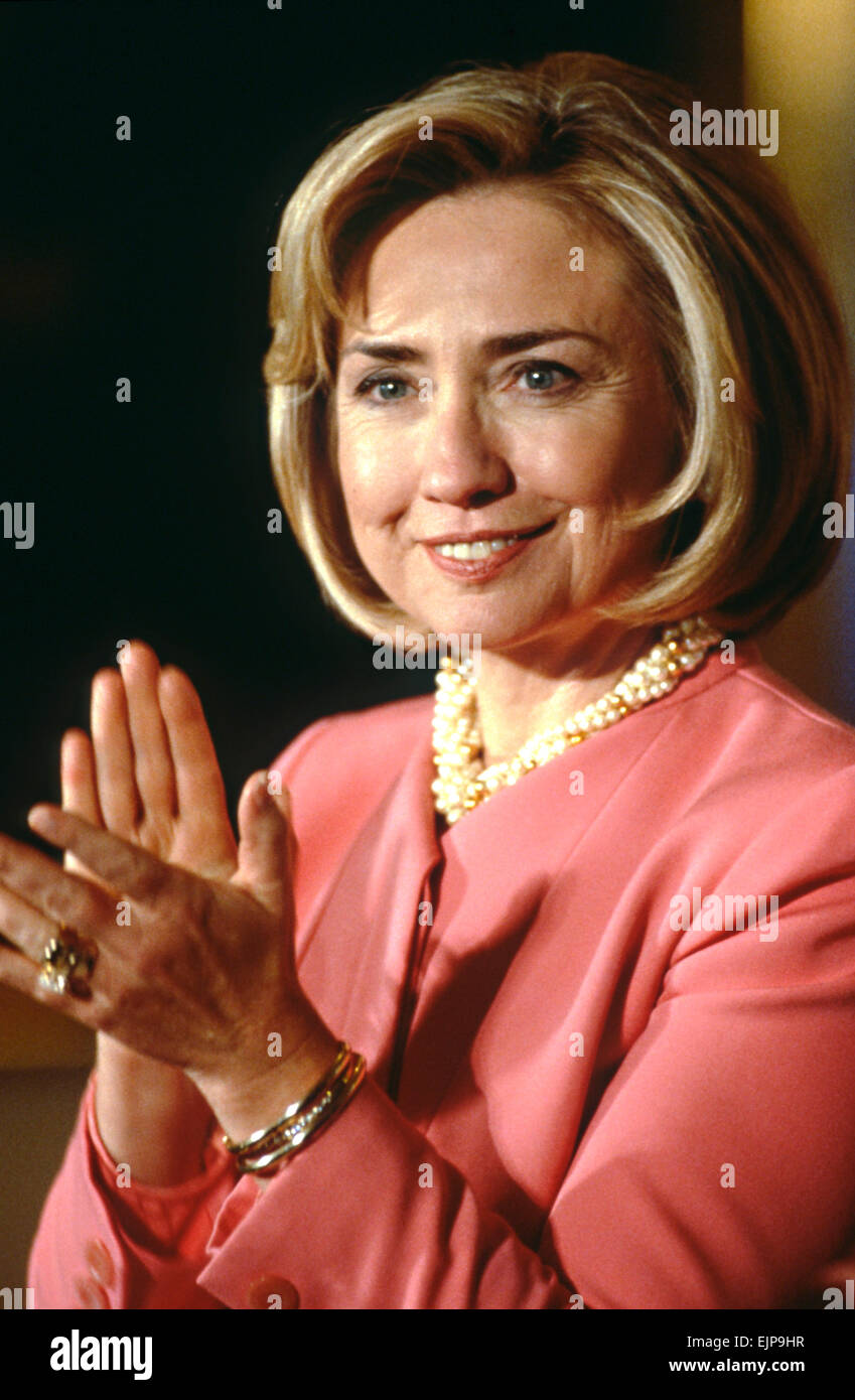 US first lady Hillary Clinton during a childcare event at the White ...