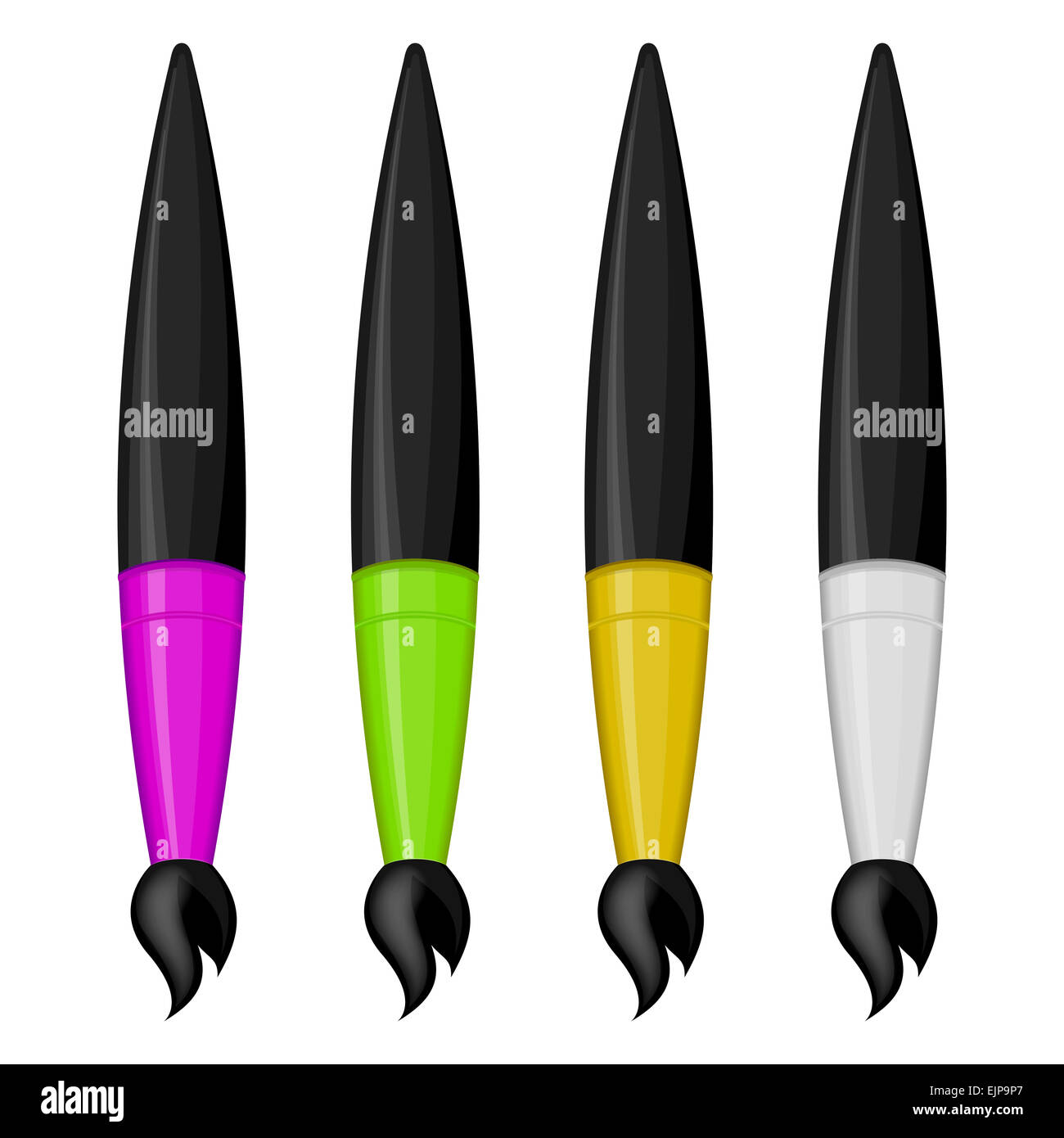 Paint brush in 4 color Stock Photo - Alamy