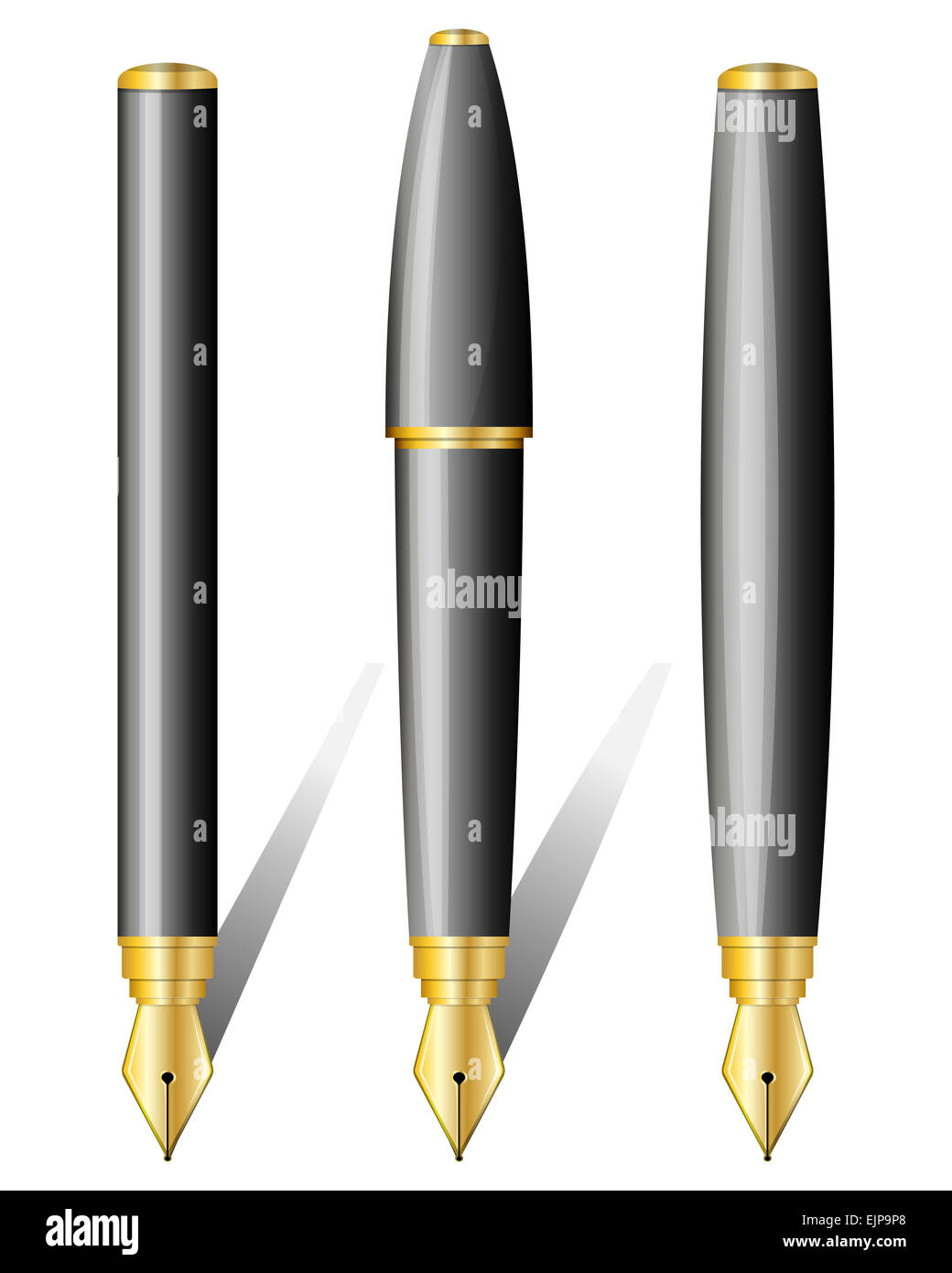 Black pen isolated on the white background. Vector illustration Stock ...